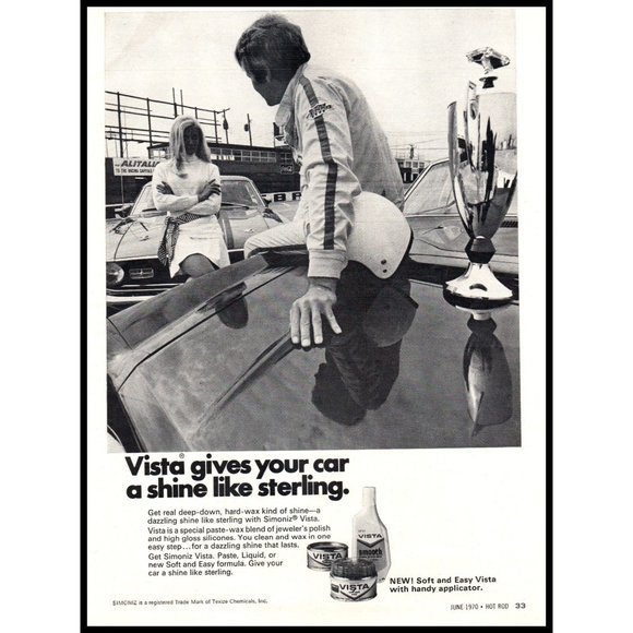 Simoniz | Art | 97 Simoniz Vista Car Wax Vintage Print Ad Sterling Moss ...